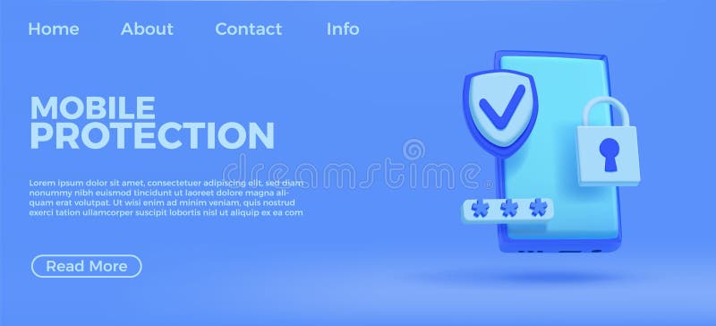 Phone Secure. 3d Mobile Safe, Cyber Shield with Lock Padlock, Safety ...