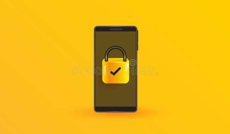Phone Security Icon. Password Protected Icon on Yellow Backround for ...