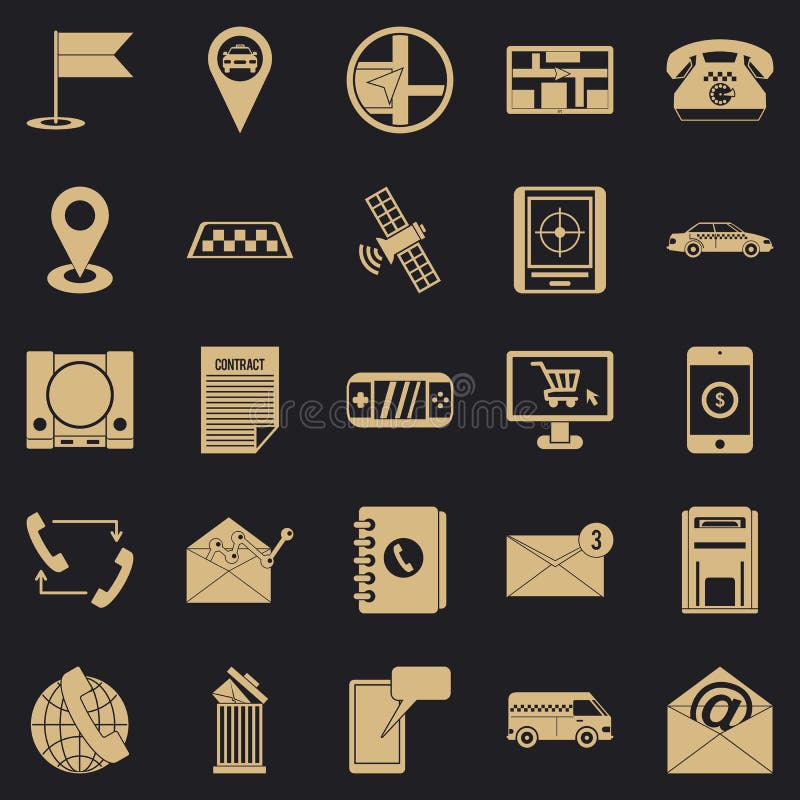 Phone Service Icons Set, Simple Style Stock Vector - Illustration of ...