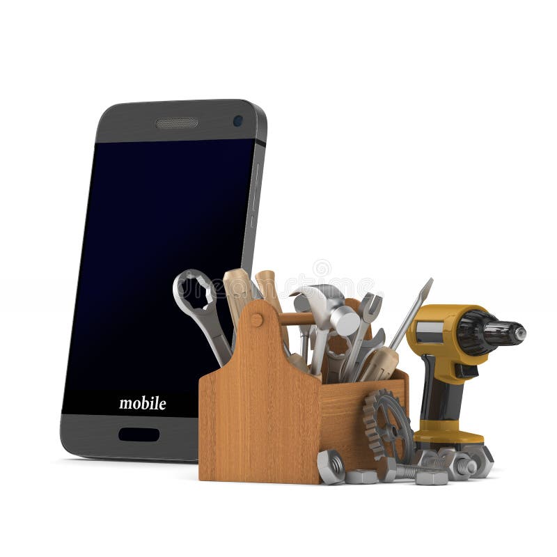 Phone Service on White Background Stock Illustration - Illustration of ...