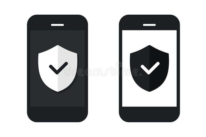 Phone with Shield Check Mark Icon. Illustration Vector Stock Vector ...