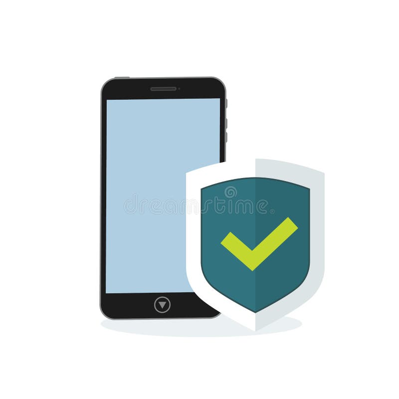 Phone and Shield with a Confirmed Status of Protection Stock Vector ...