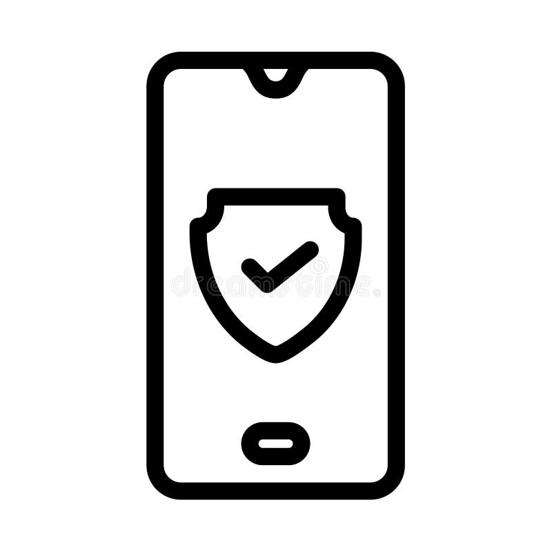 Phone Shield Security Protected Single Isolated Icon with Outline Style ...