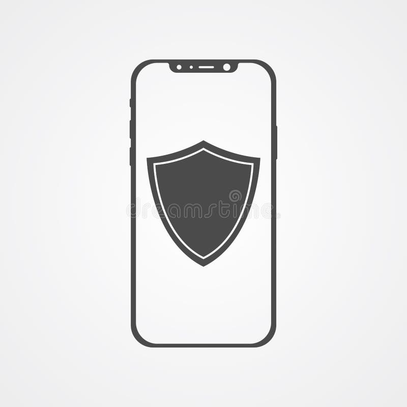 Phone with Shield Vector Icon Sign Symbol Stock Vector - Illustration ...