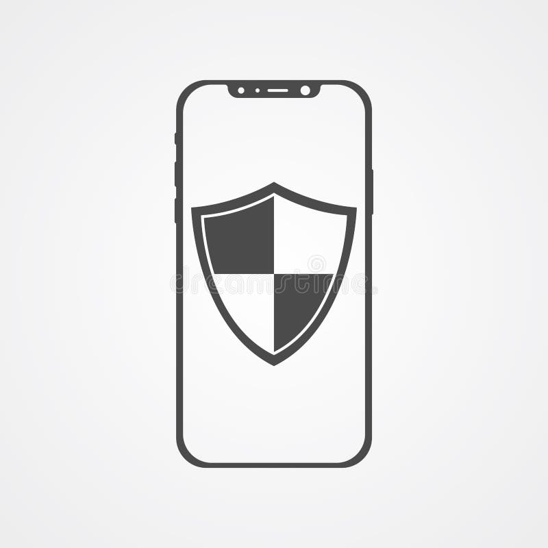 Phone with Shield Vector Icon Sign Symbol Stock Vector - Illustration ...