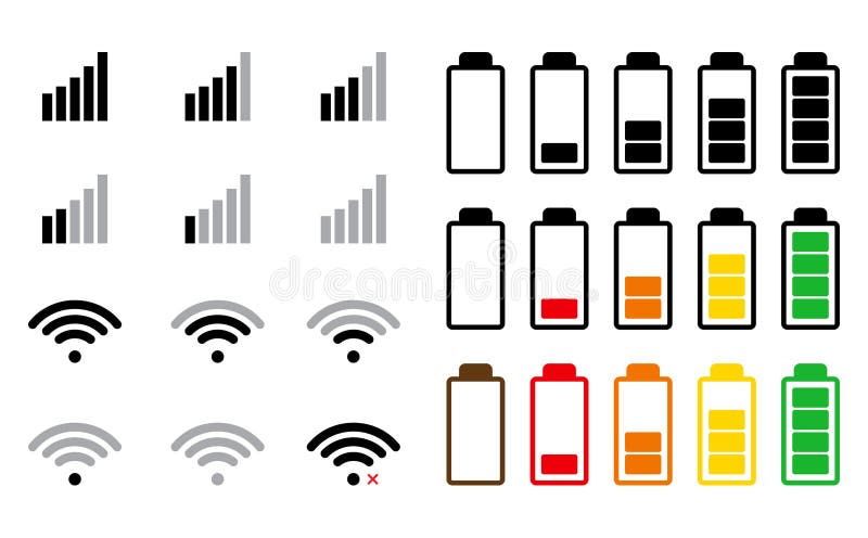 Phone Signal and Battery Indicator Icon. Smartphone Interface Settings ...
