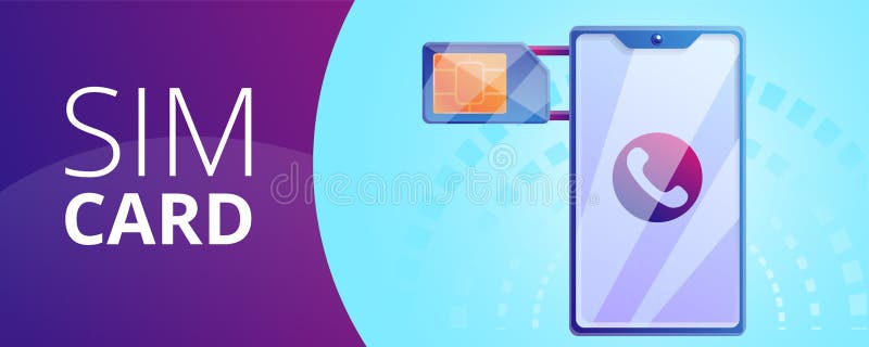 Phone Sim Card Concept Banner, Cartoon Style Stock Vector ...