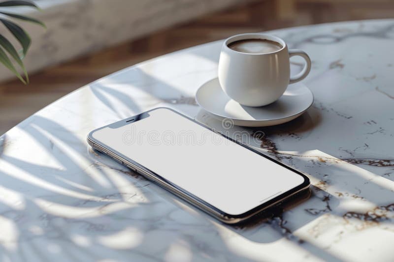 Phone Smartphone with Blank Screen on Table Mockup Stock Photo - Image ...