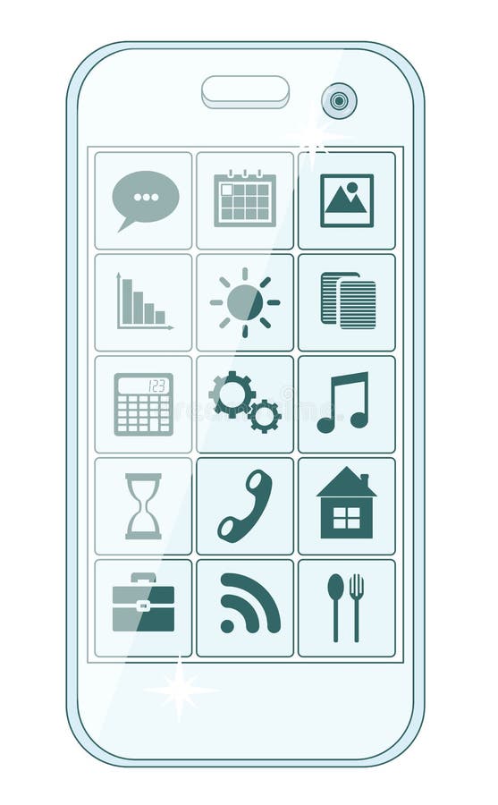 Phone Stylish Menu with Icons, Vector Illustration Stock Vector ...