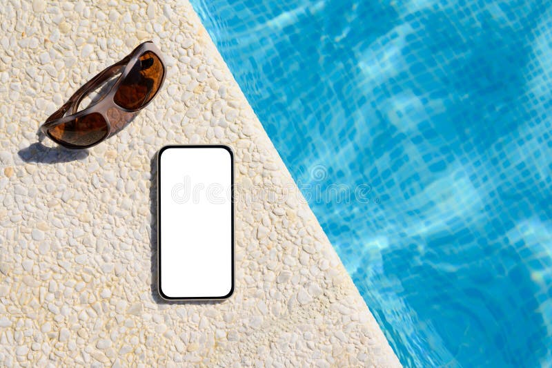 Phone and Sunglasses Near the Pool in the Hotel. Stock Photo - Image of ...