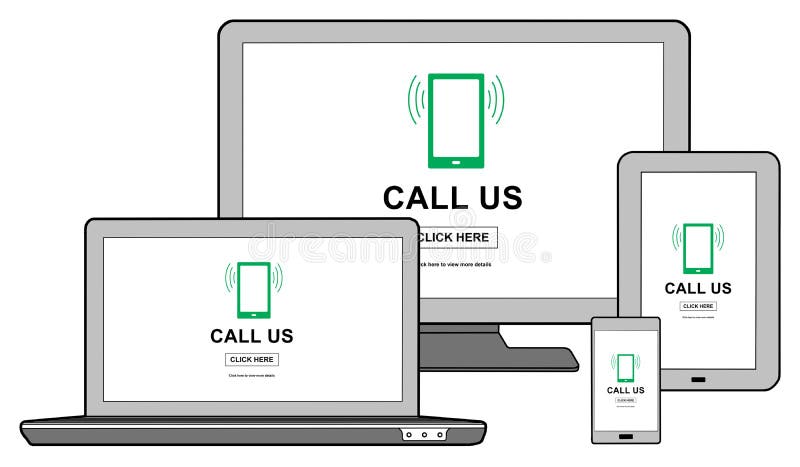 Phone Support Concept on Different Devices Stock Illustration ...