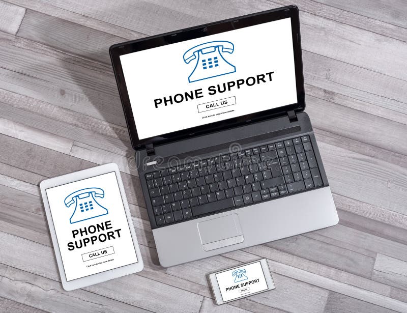 Phone Support Concept on Different Devices Stock Photo - Image of ...