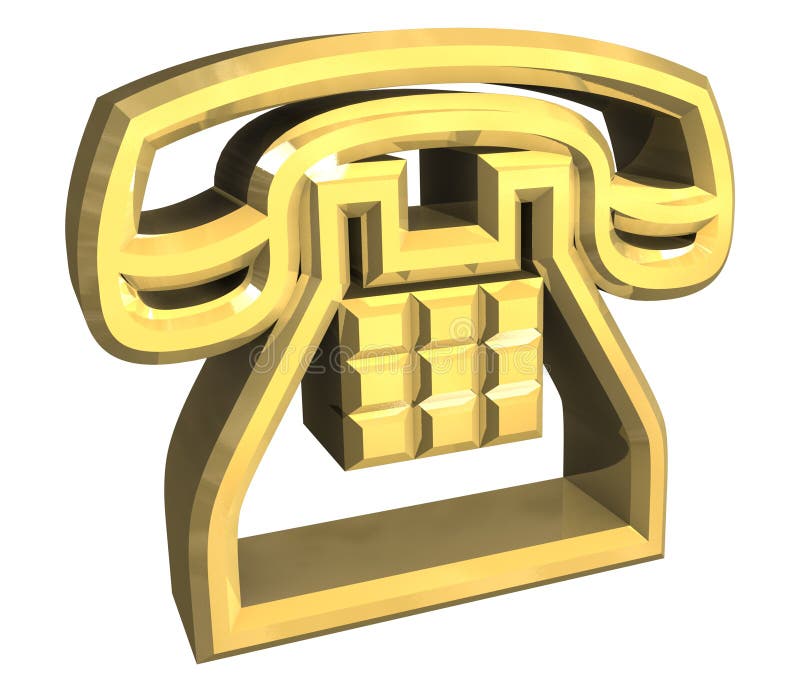 Phone symbol in gold - 3D stock illustration. Illustration of speaker ...