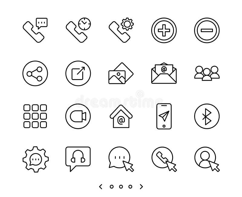Phone System and Call Line Icon Set Stock Vector - Illustration of line ...