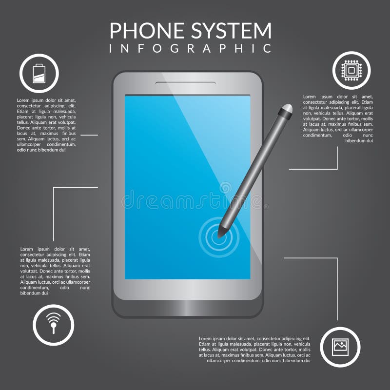 Phone System Infographic. Vector Illustration Decorative Design Stock ...