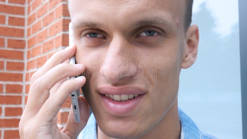 Phone Talk, Face Close Up stock photo. Image of busy - 98557322
