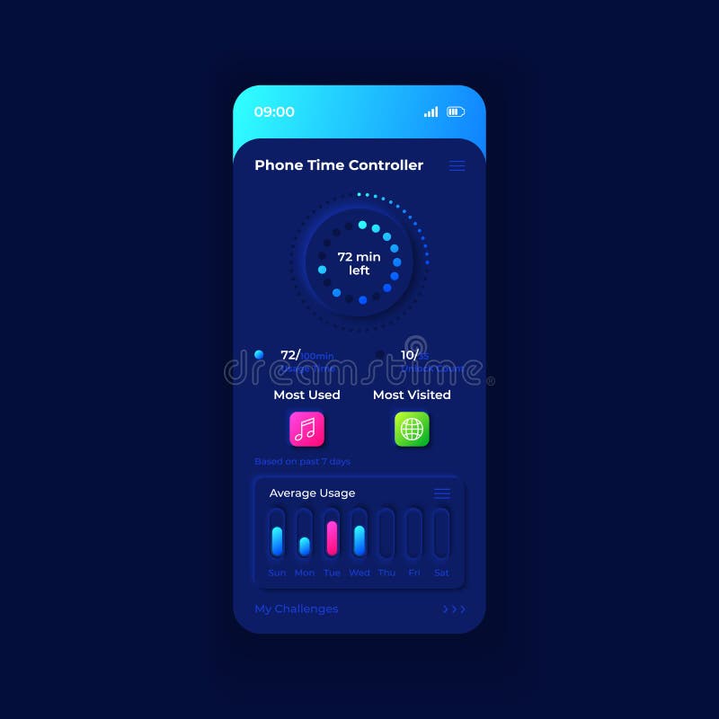 Phone Time Controller App Smartphone Interface Vector Template Stock ...