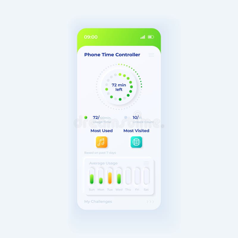 Phone Time Controller Smartphone Interface Vector Template Stock Vector ...