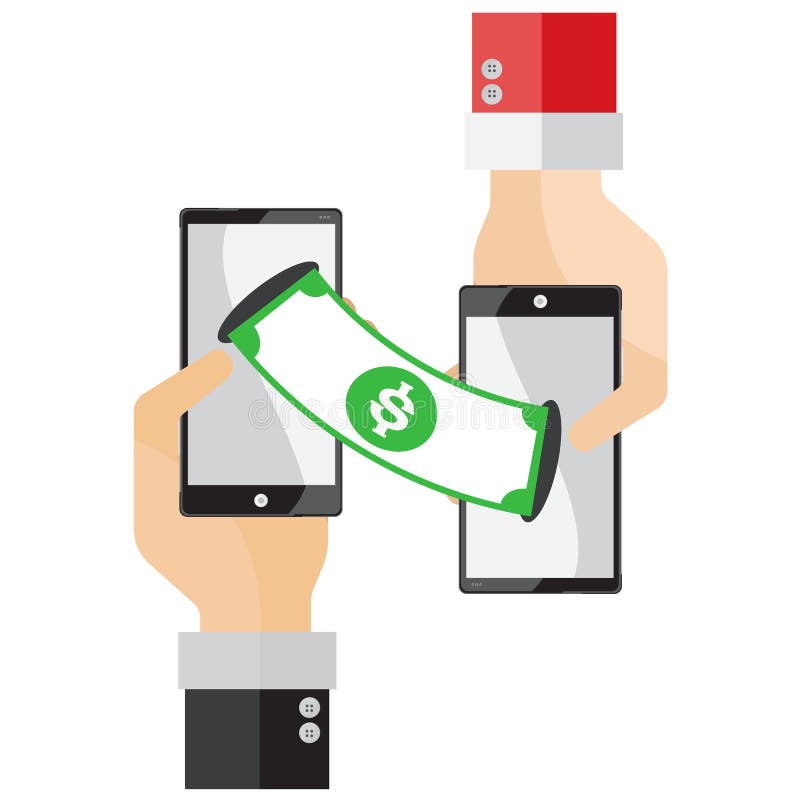 Phone Transfer Money Concept Silver Coins Set World Vector Stock Vector ...