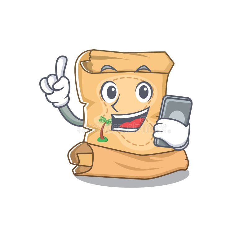 With Phone Treasure Map in the Character Shape Stock Vector ...