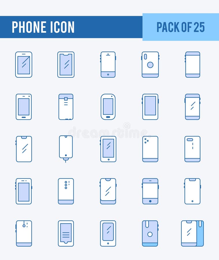 25 Phone. Two Color Icons Pack. Vector Illustration Stock Vector ...