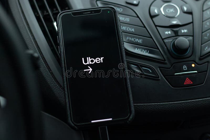 A Phone with Uber Driver App Running with a Start Page on Screen Inside ...