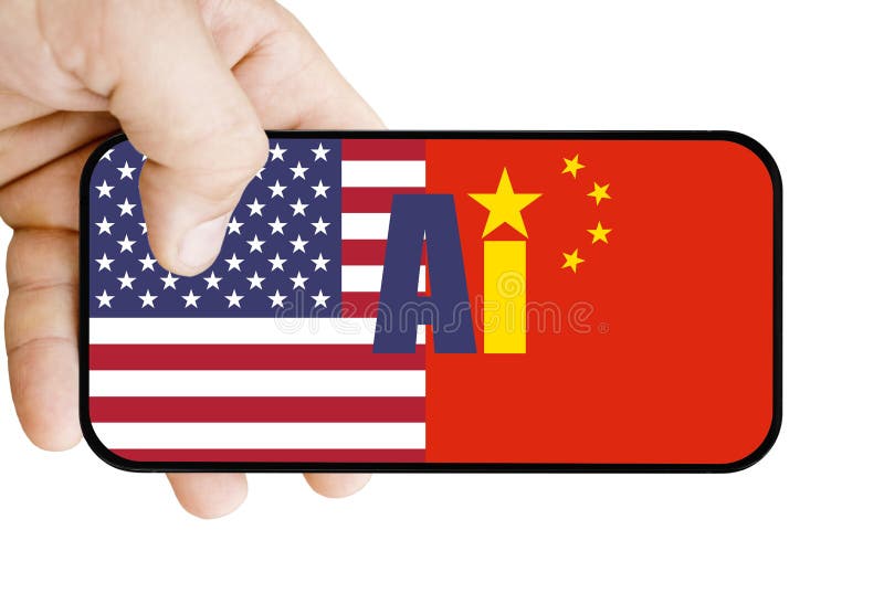 Phone with US and China Flags. China and US Artificial Intelligence Competitions Stock ...