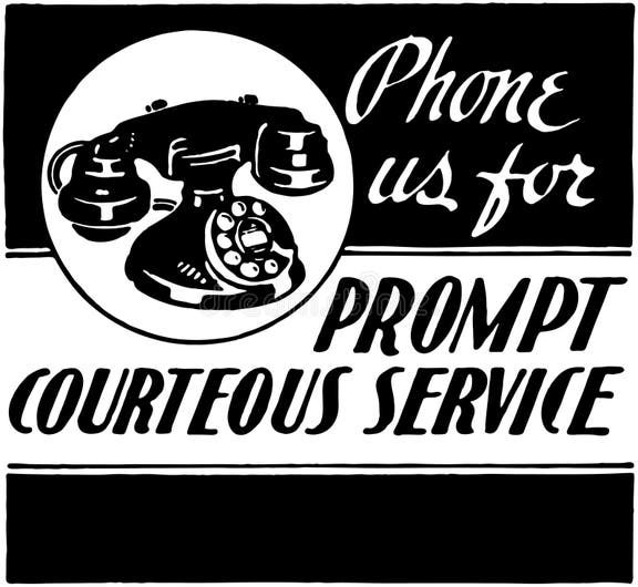 Phone Us for Courteous Service Stock Vector - Illustration of classic ...
