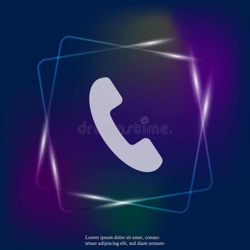 Phone Vector Icon on Flat Style. Handset Neon Light. Layers Grouped for ...