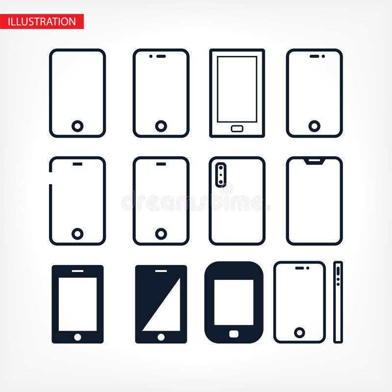Phone Vector Many Linear Work Icon Design Stock Illustration ...