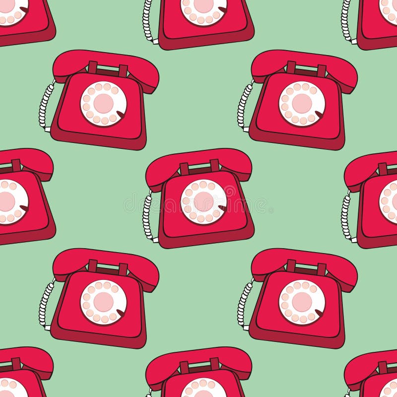 Retro Phone Seamless Funny Pattern Stock Vector - Illustration of hello ...