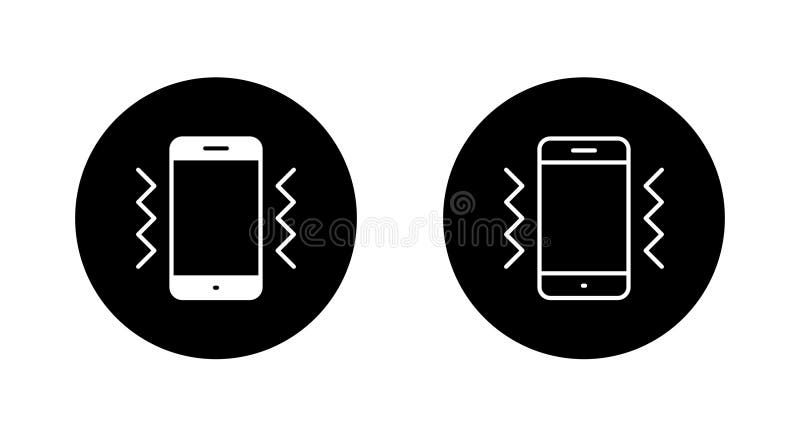 Phone Vibrate, Vibration Icon on Black Circle Stock Vector ...