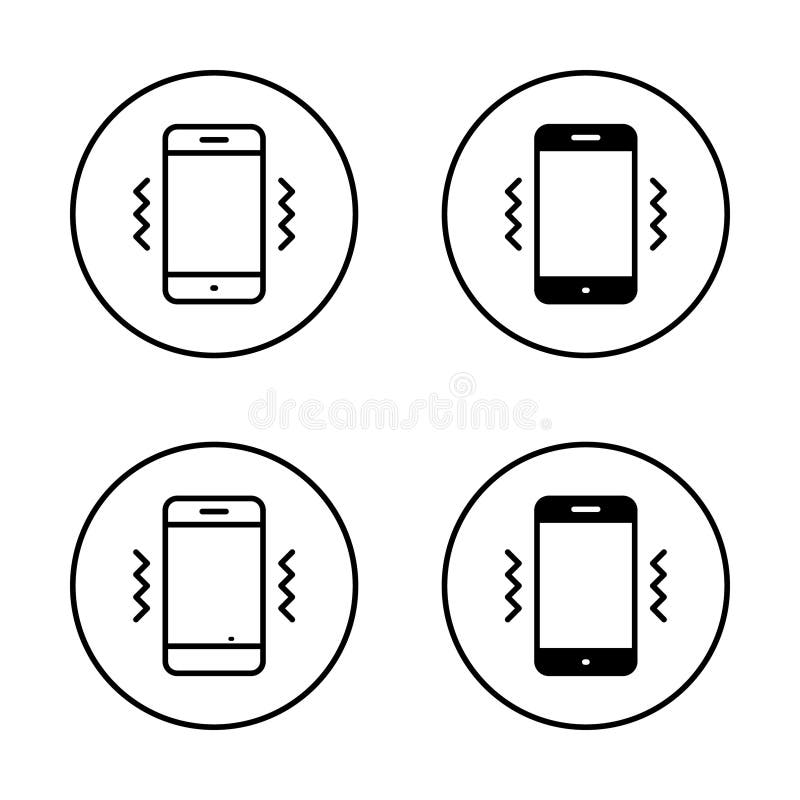 Phone Vibration Icon Set on Circle Line. Cellphone Vibrate Sign Symbol ...
