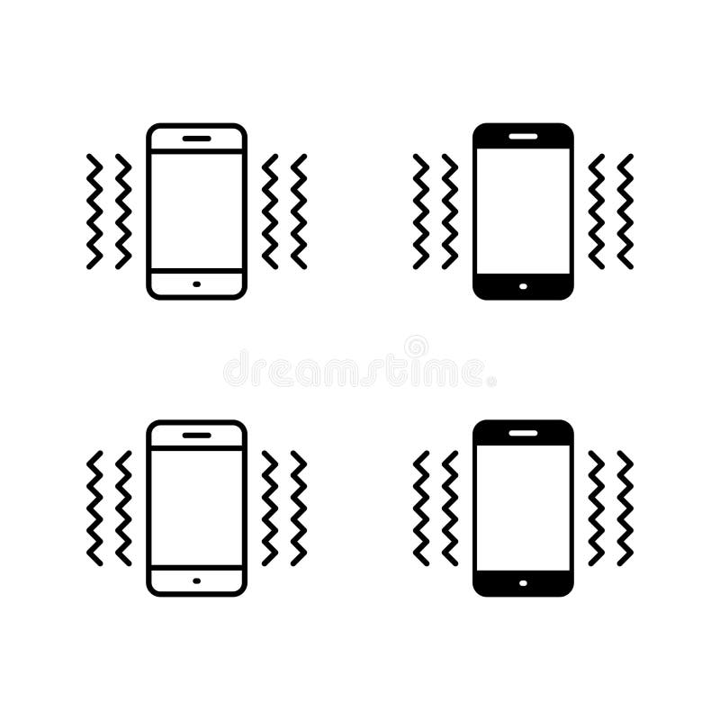 Phone Vibration Icon Set. Vibrate Cellphone Notification Sign Symbol ...