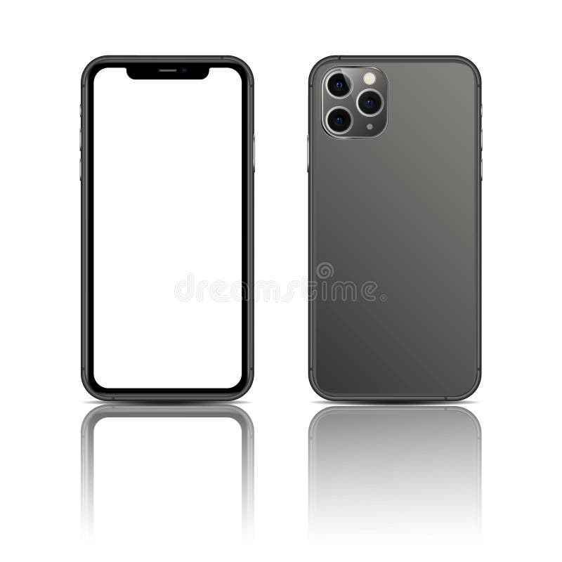 Phone View of the Screen and Back Panel. 3 Camera Lenses. Mockup Stock ...