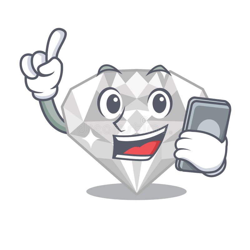 With Phone White Diamond in the Cartoon Shape Stock Vector ...
