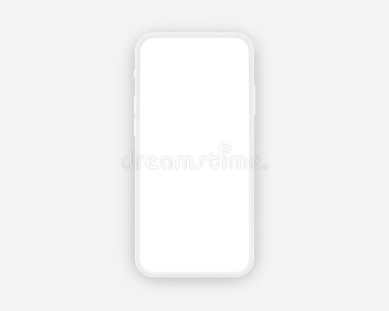 Phone White Mockup. Blank Smartphone Screen, White Color Background ...