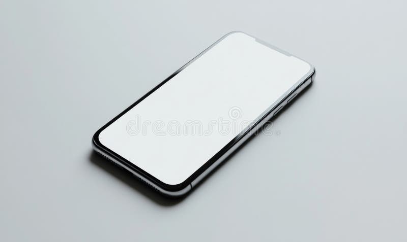 A Phone with a White Screen Sits on a Grey Surface Stock Illustration ...