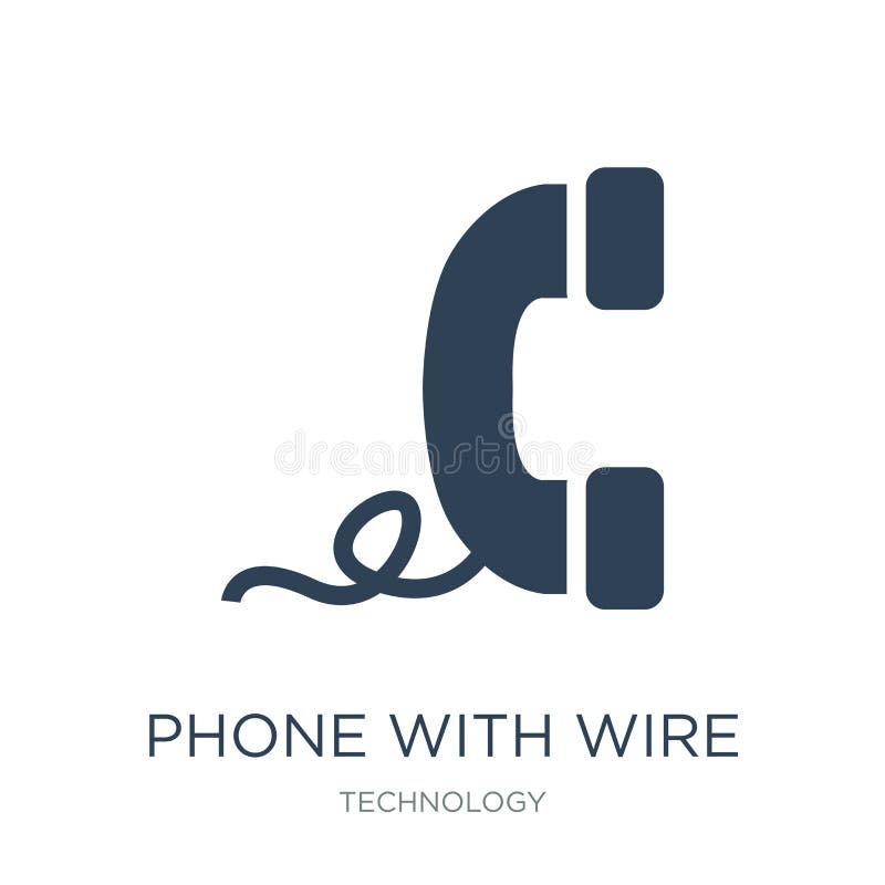 Phone with Wire Icon in Trendy Design Style. Phone with Wire Icon ...