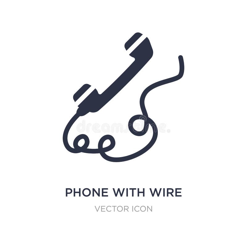 Phone with Wire Icon on White Background. Simple Element Illustration ...