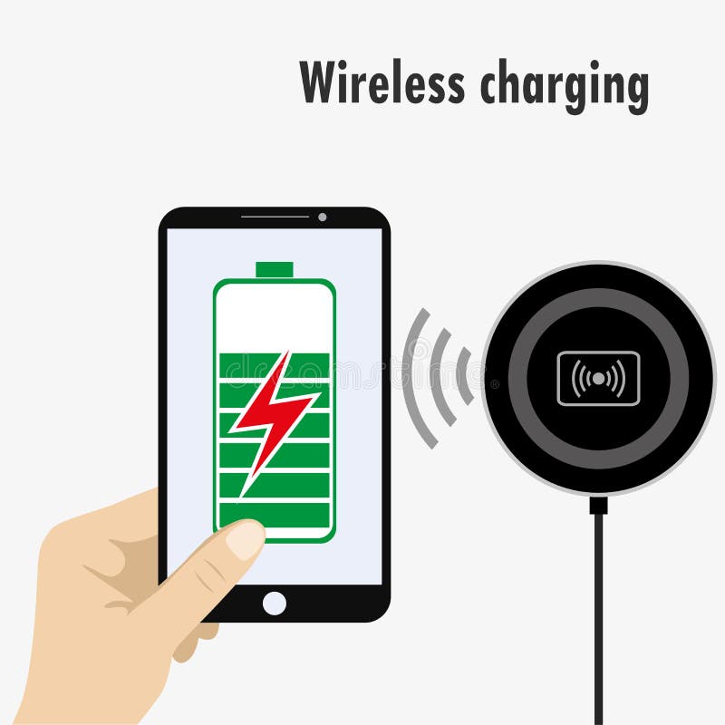 Wireless Charge Case with Power Button and Wi-fi Signal. Line Art Icon ...