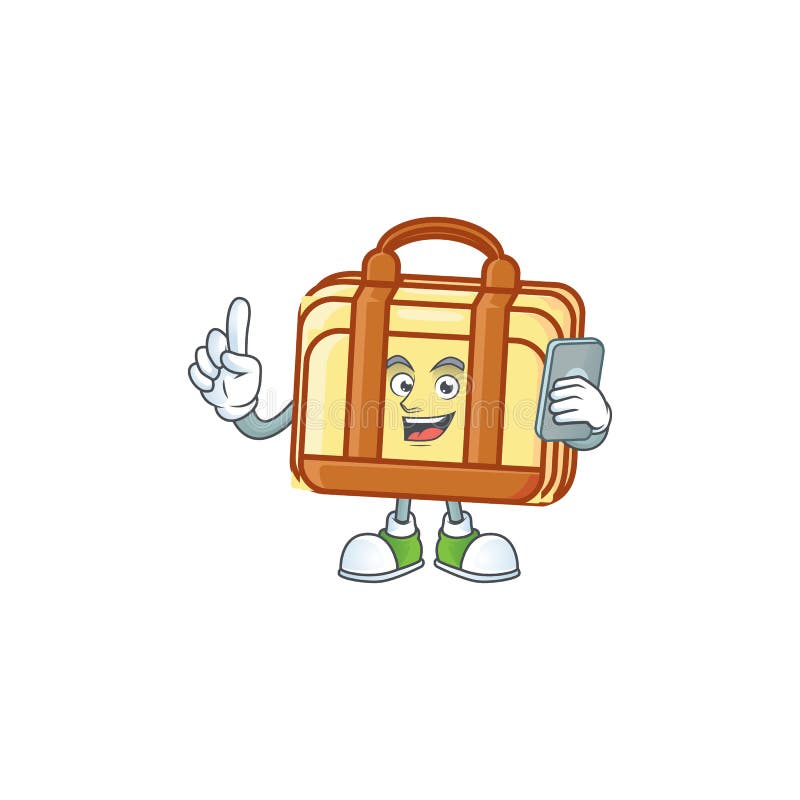 With Phone Work Suitcase Cartoon for Materials Work Stock Vector ...