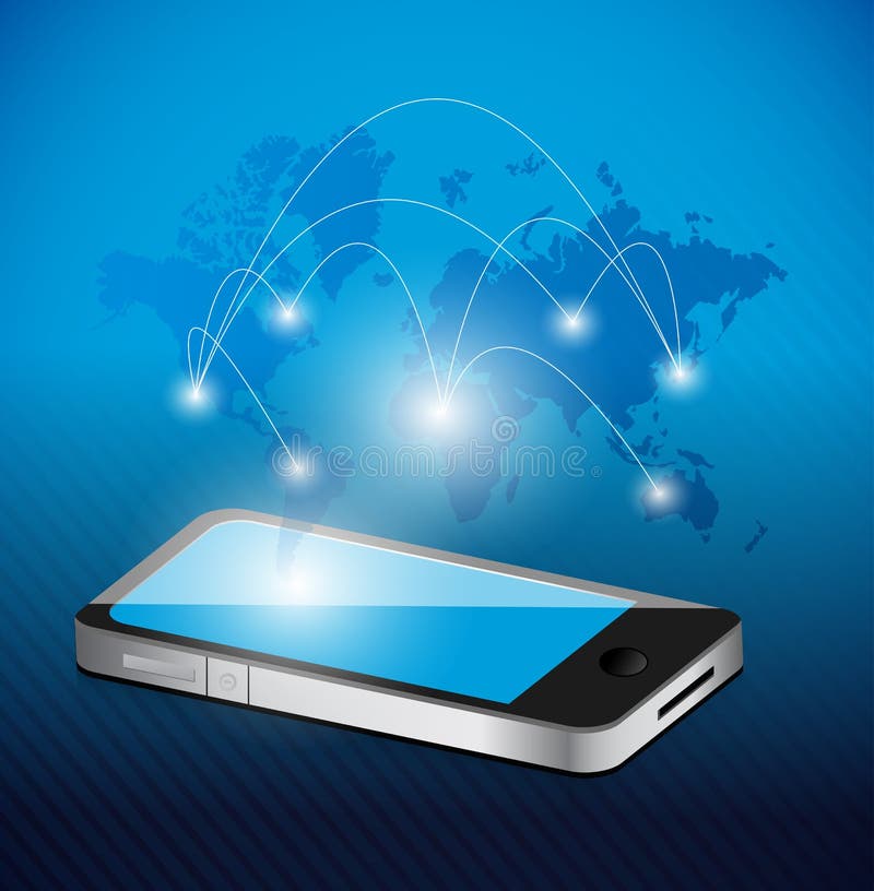 Phone World Network World Map Illustration Stock Illustration ...