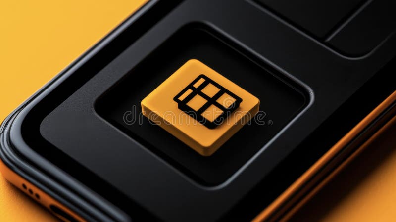 A Phone with a Yellow Square on it Stock Photo - Image of game ...