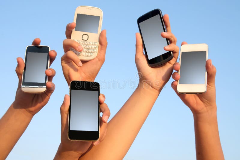 Cell phones in hands stock photo. Image of fingers, message - 7311760