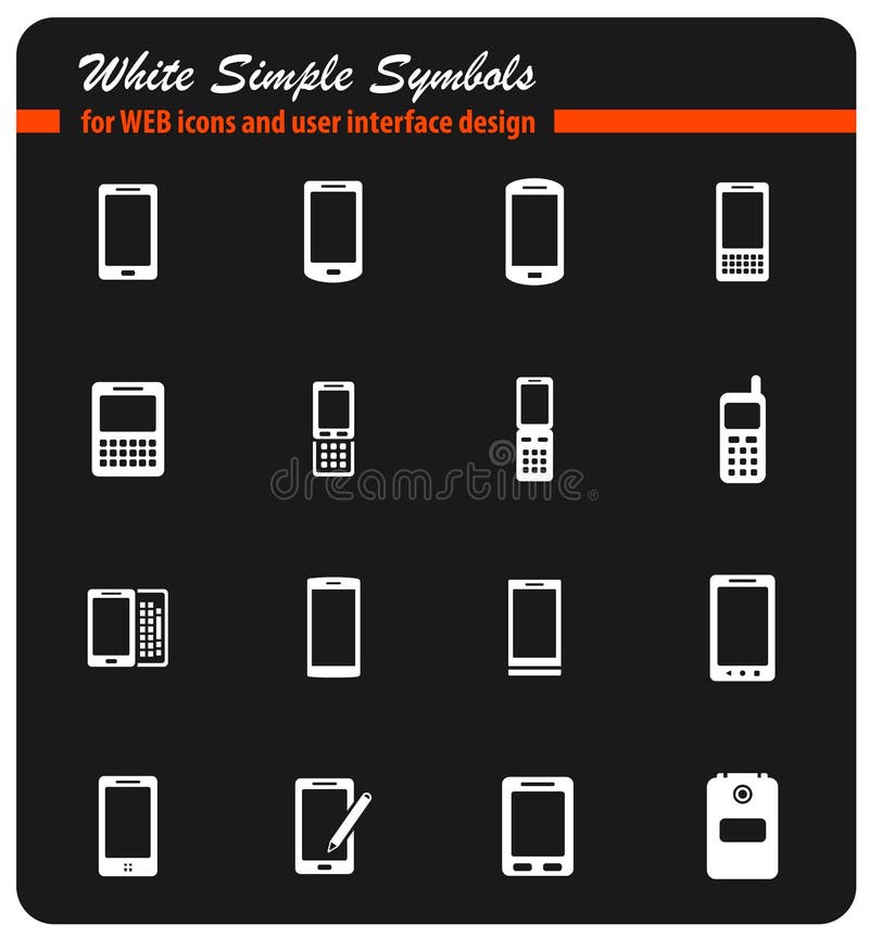 Phones simply icons stock vector. Illustration of cell - 88017563