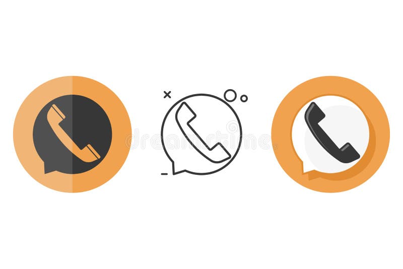Set of Phone Speech Bubble Icon. Flat Style. Isolated on White ...