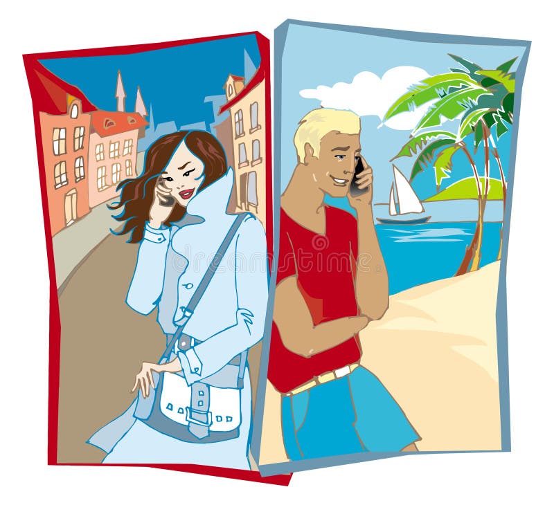 Man and woman phoning stock vector. Illustration of vector - 33000117