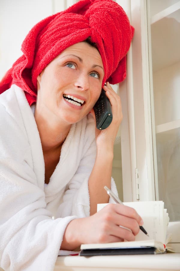 Phoning pampered woman stock photo. Image of cosmetics - 9868566