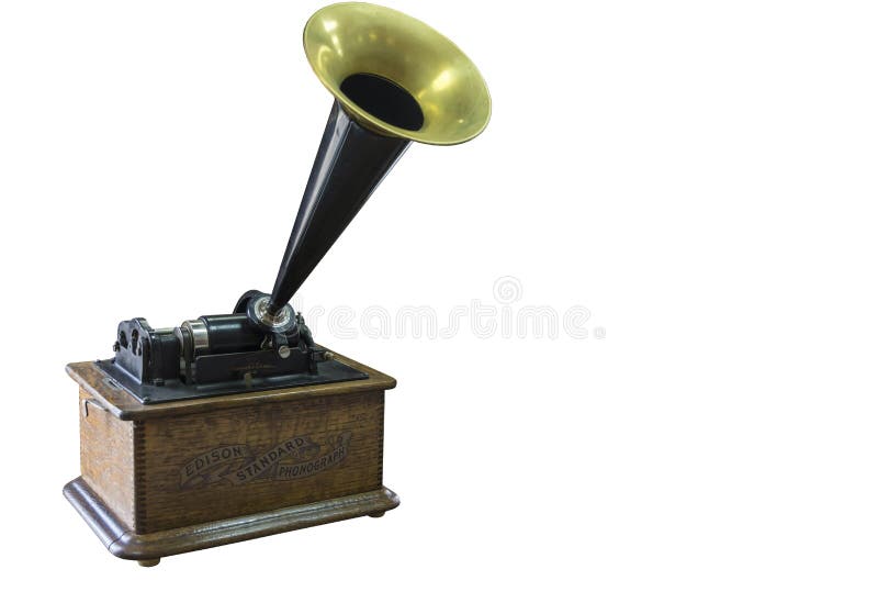 Phonograph of Thomas Edison Beginning of the 20th Century on a White ...